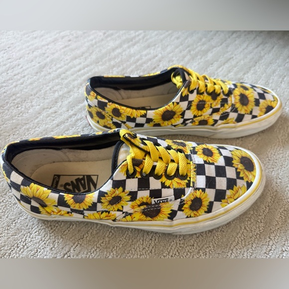 Vans | Shoes | Custom Sunflower Authenic Vans | Poshmark